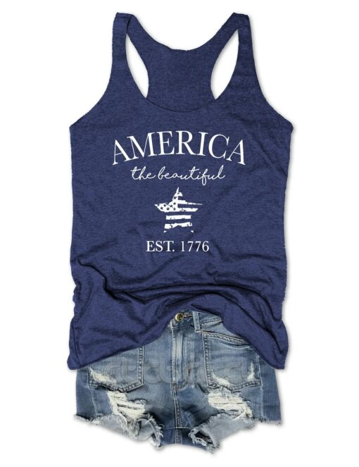 America The Beautiful Est 1776 4th Of July Tank Top Lelemoon